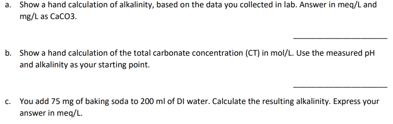 Solved Exercise 1: Alkalinity MeasurementsShow a hand | Chegg.com