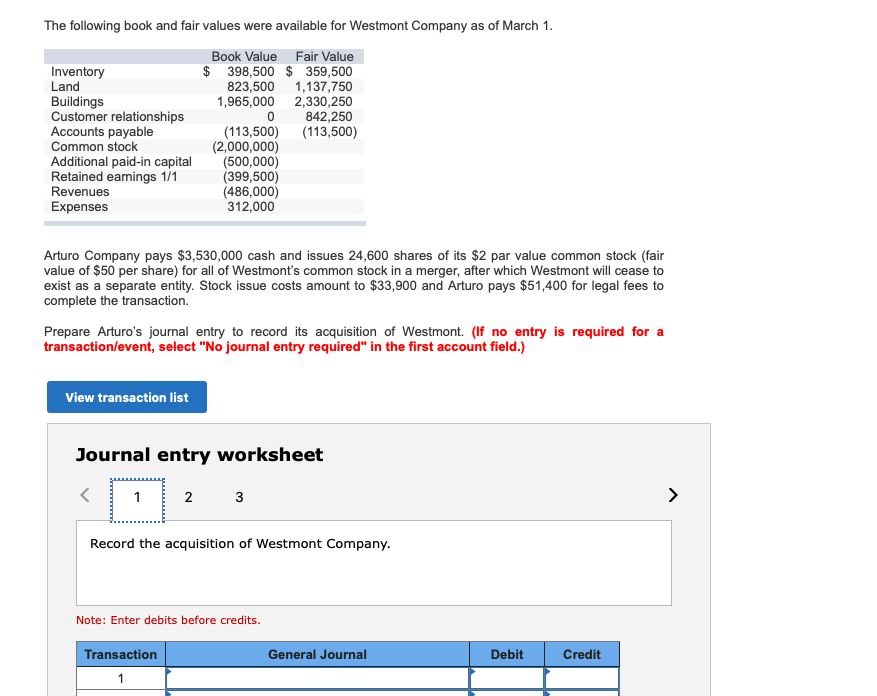 Solved The following book and fair values were available for | Chegg.com
