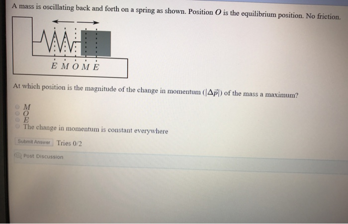 Solved A mass is oscillating back and forth on a spring as | Chegg.com