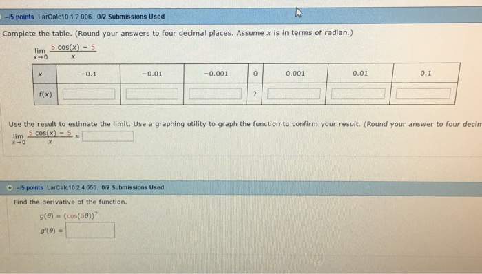 Solved Complete the table. (Round your answers to four | Chegg.com