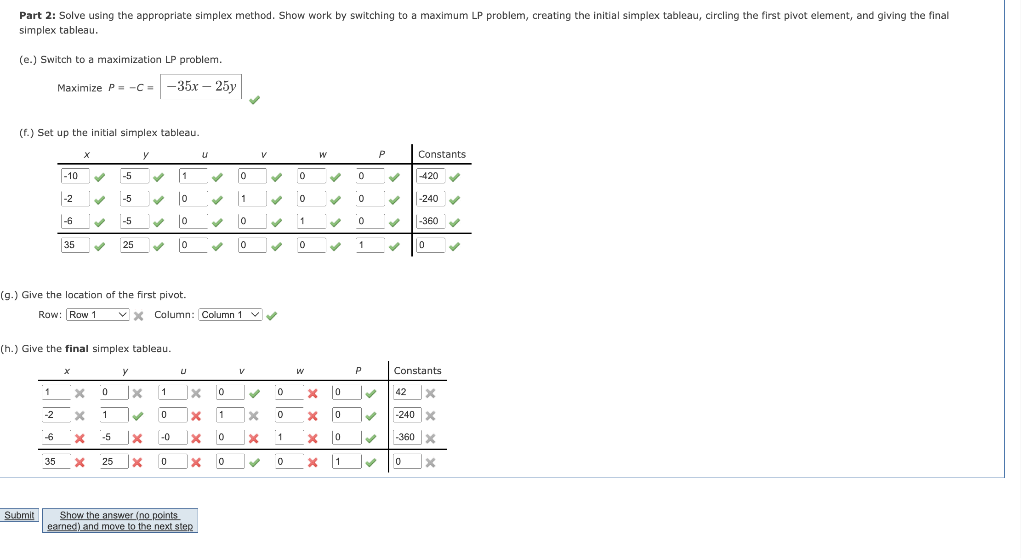 Part 2 Solve Using The Appropriate Simplex Method 