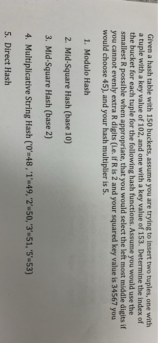 Solved Given a hash table with 150 buckets, assume you are | Chegg.com