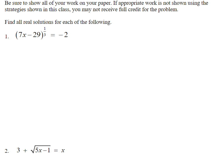 Solved Be sure to show all of your work on your paper. If | Chegg.com