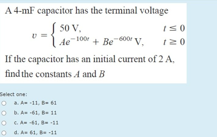 Solved A 4-mF capacitor has the terminal | Chegg.com