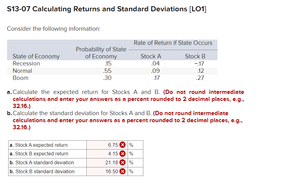 Solved S13-07 Calculating Returns and Standard Deviations | Chegg.com