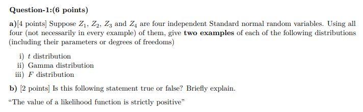 Solved Question-1:6 points) a) 4 points. Suppose 21, 22, 23 | Chegg.com