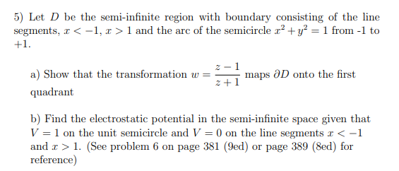 5) Let D be the semi-infinite region with boundary | Chegg.com