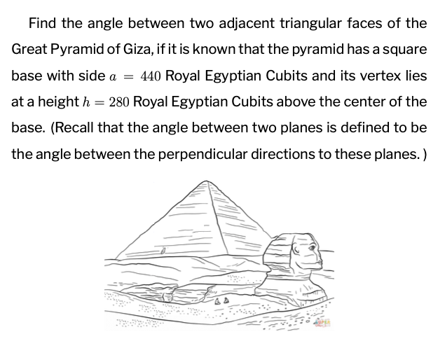 Solved Find the angle between two adjacent triangular faces | Chegg.com