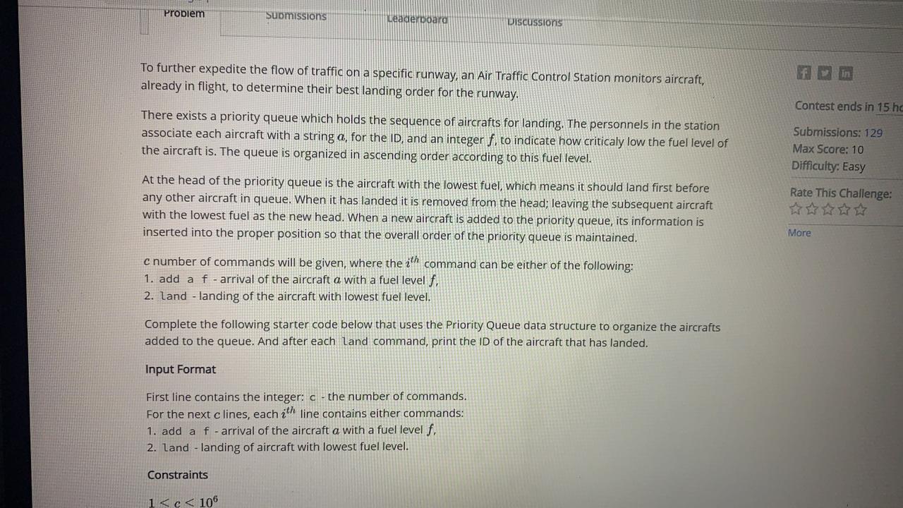 Problem Submissions Leaderboard Discussions To | Chegg.com