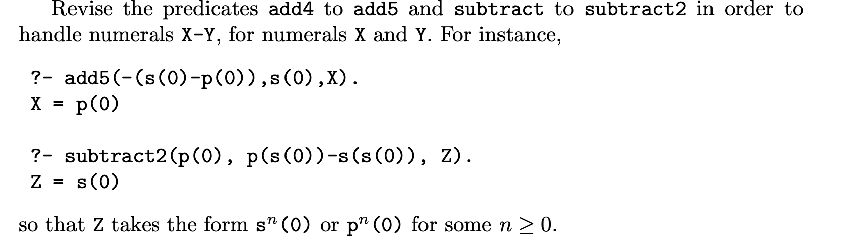 Solved Revise the predicates add 4 to add5 and subtract to | Chegg.com