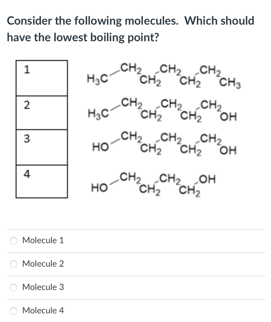 Solved Consider the following molecules. Which should have | Chegg.com