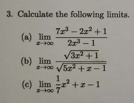 Solved 3. Calculate the following limits. (a) | Chegg.com
