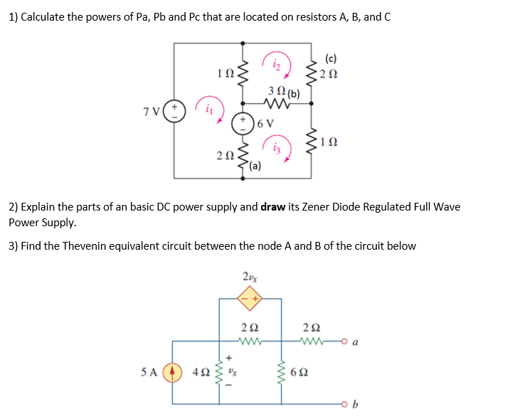 Solved 1) Calculate the powers of Pa, Pb and Pc that are | Chegg.com