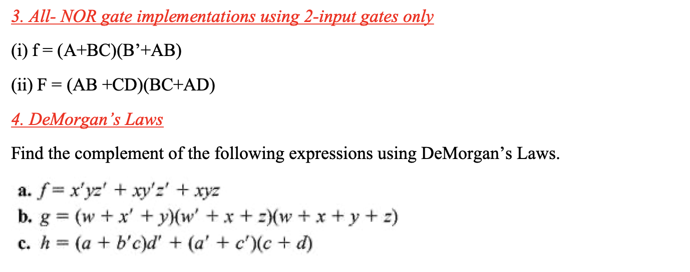 Solved 3 All Nor Gate Implementations Using 2 Input Gates 
