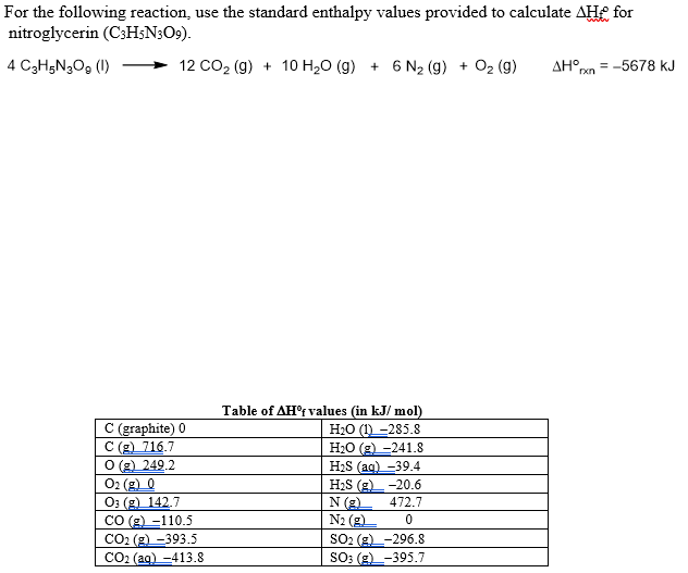 Solved For the following reaction, use the standard enthalpy | Chegg.com