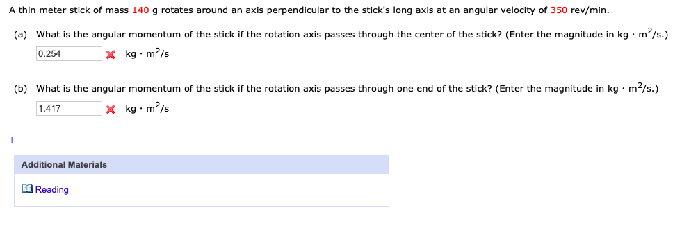 Solved A thin meter stick of mass 140 g rotates around an | Chegg.com