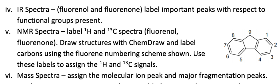 Solved 8 1 iv. IR Spectra – (fluorenol and fluorenone) label | Chegg.com