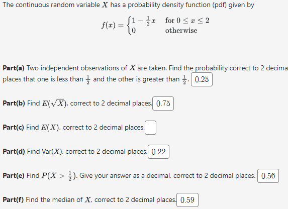 Solved The continuous random variable x ﻿has a probability | Chegg.com