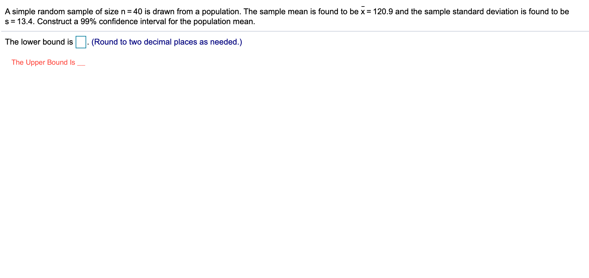 Solved A simple random sample of size n= 40 is drawn from a | Chegg.com