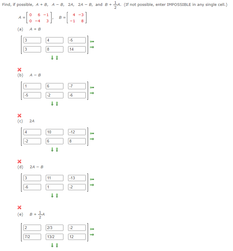 Solved possible, A+B,A−B,2A,2A−B, and B+21A. | Chegg.com