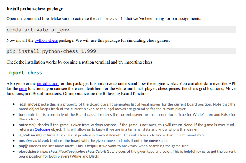 Solved Install pvthon-chess package Open the command line. | Chegg.com
