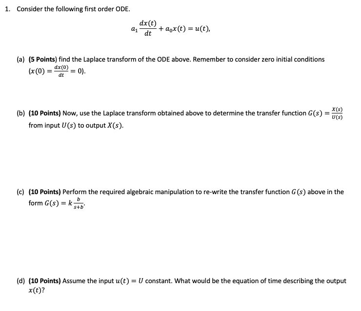 1. Consider the following first order ODE. | Chegg.com
