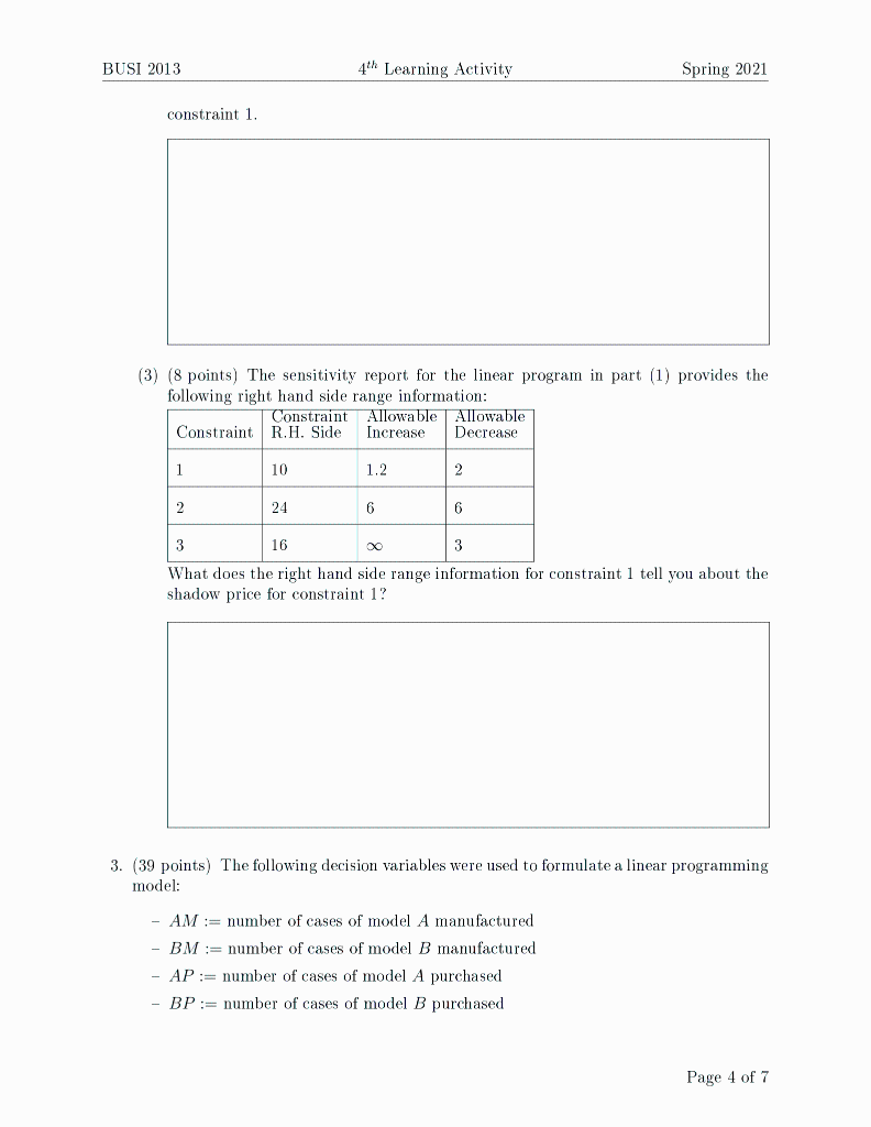 Solved BUSI 2013 4th Learning Activity Spring 2021 Use this | Chegg.com