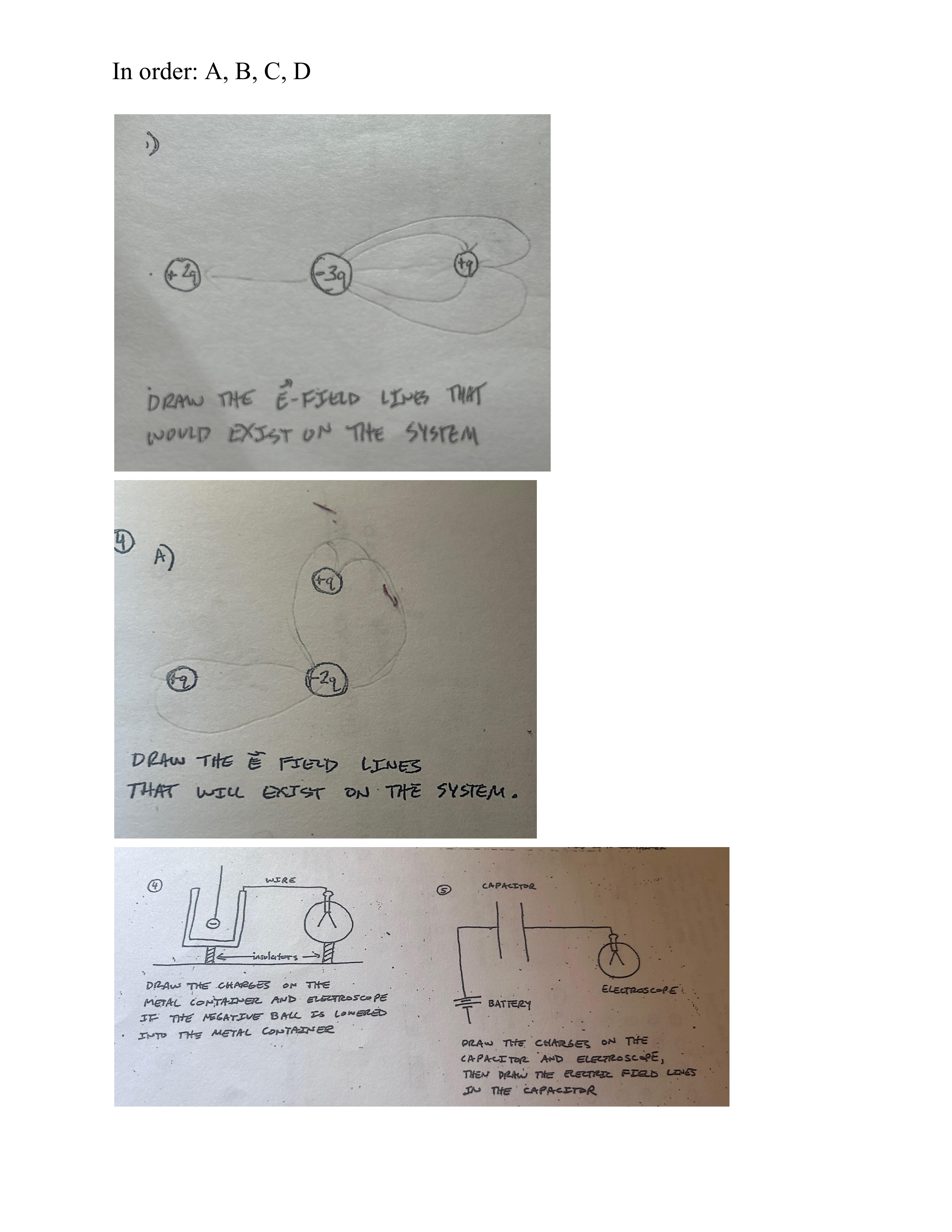Solved Complete the electric field line diagrams, parts A-D | Chegg.com