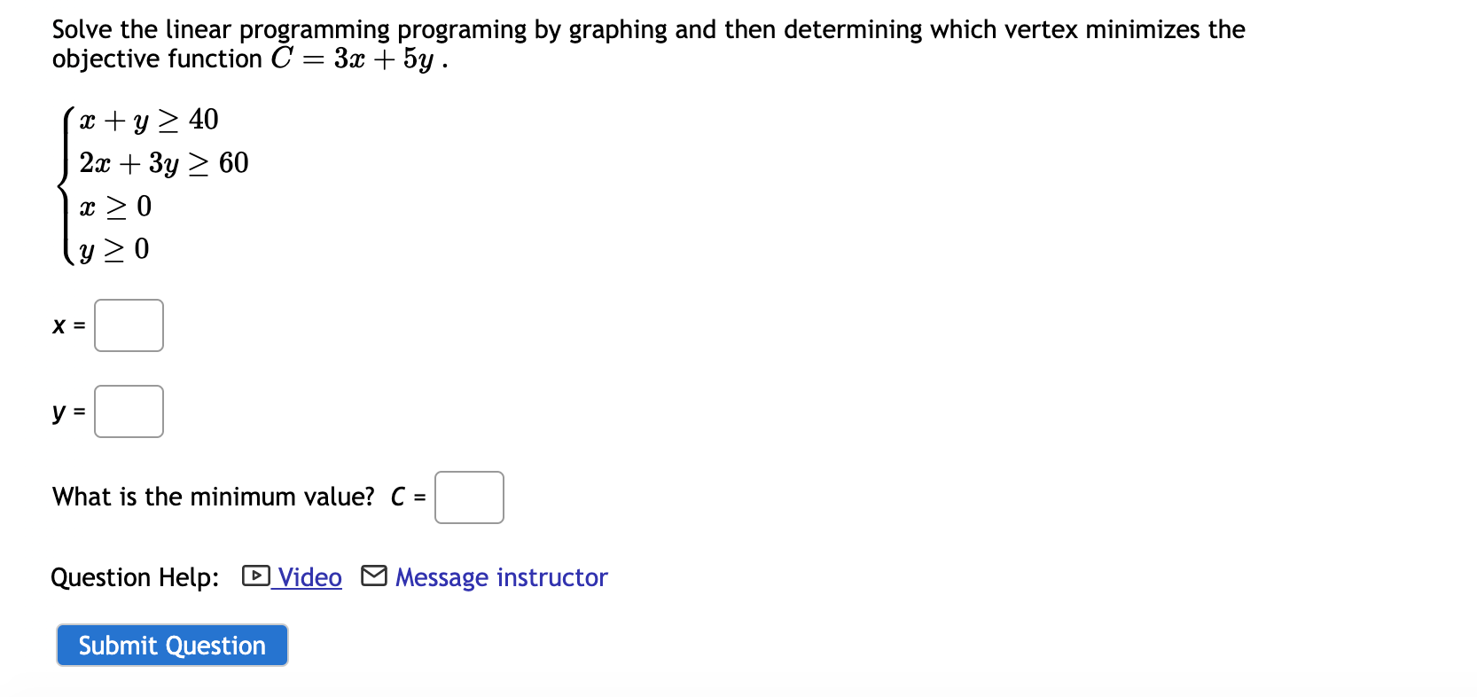 Solved Solve The Linear Programming Programing By Graphing 3083