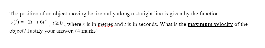 Solved The position of an object moving horizontally along a | Chegg.com