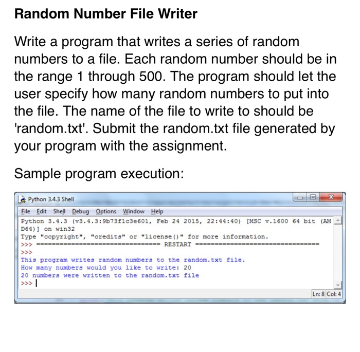 Solved Random Number File Writer Write A Program That Writes
