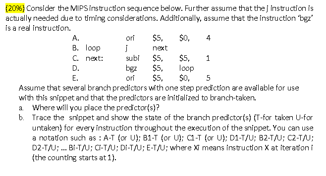 Solved ori $5. $0, (20%) Consider the MIPS instruction | Chegg.com