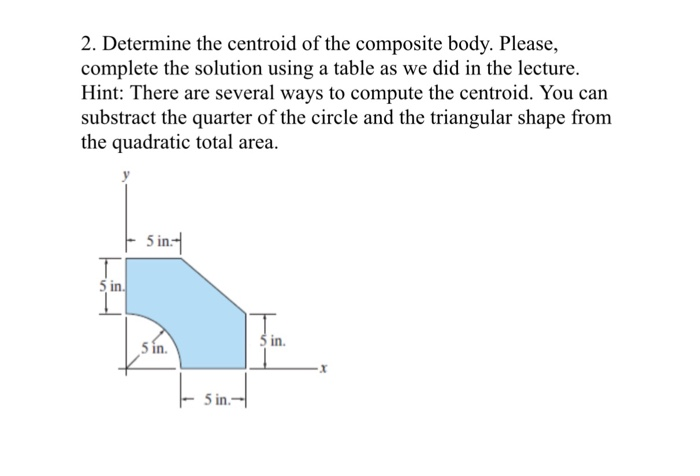 Solved 2. Determine the centroid of the composite body. | Chegg.com
