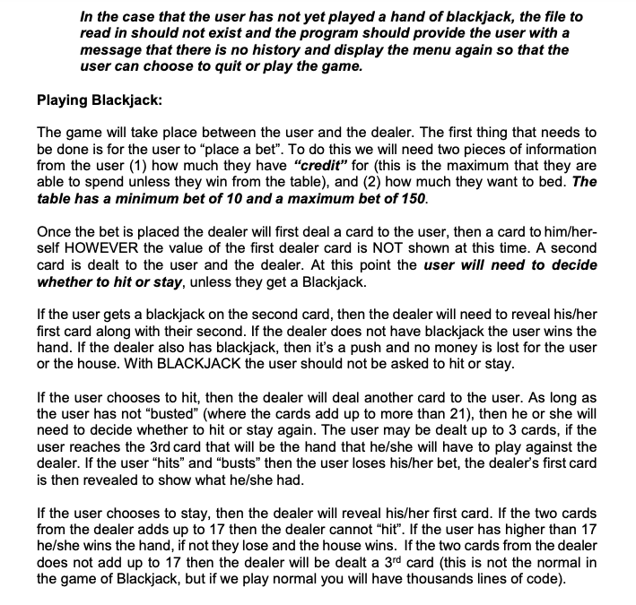 Solved I need help writing a Blackjack program in C++. The | Chegg.com