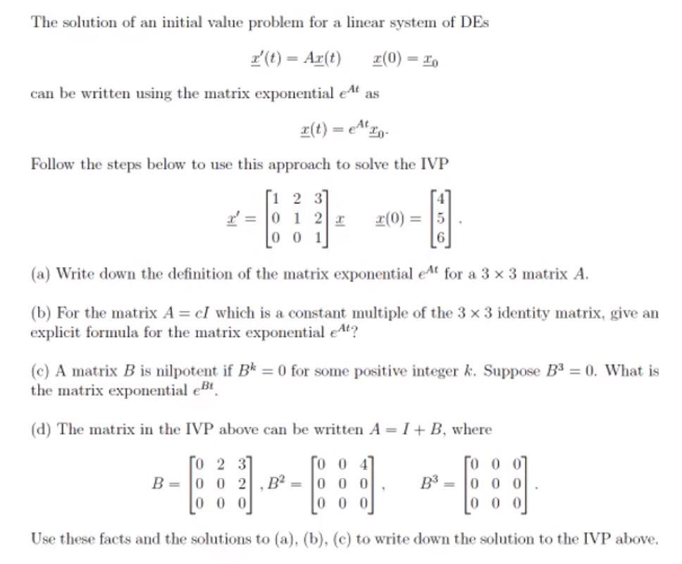 Solved The solution of an initial value problem for a linear | Chegg.com