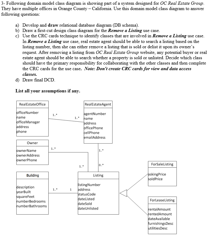Solved 3- Following domain model class diagram is showing | Chegg.com