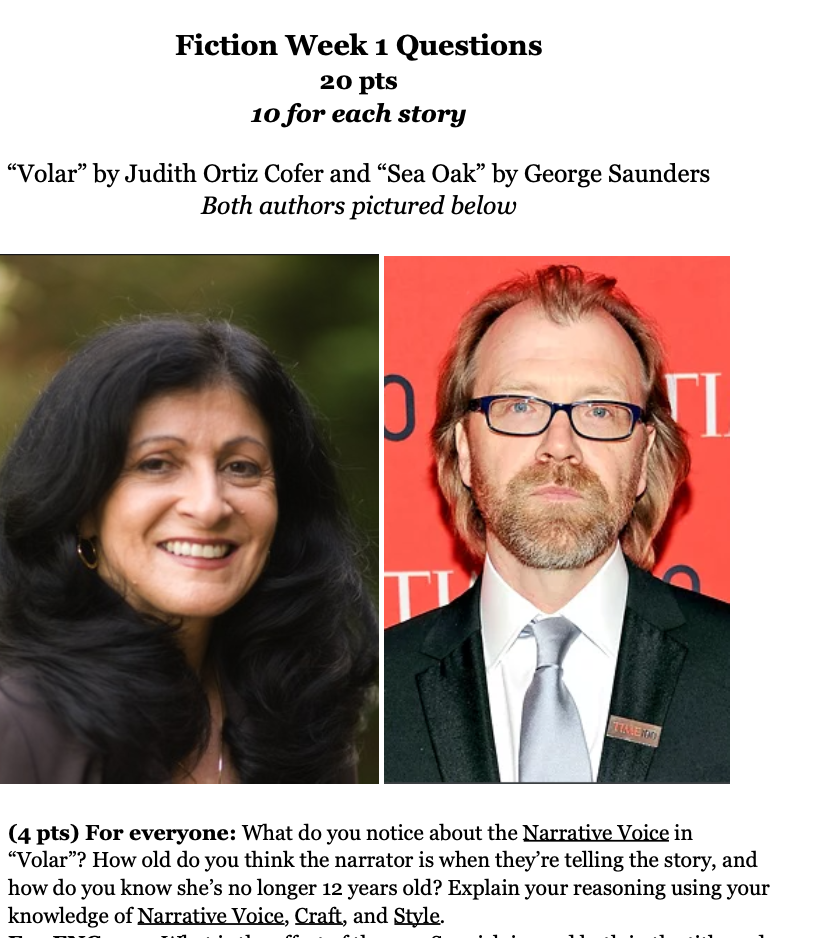 "Volar" by Judith Ortiz Cofer and "Sea Oak" by George | Chegg.com