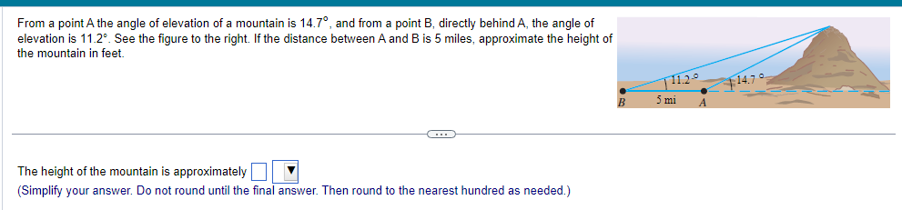 Solved From a point A the angle of elevation of a mountain | Chegg.com