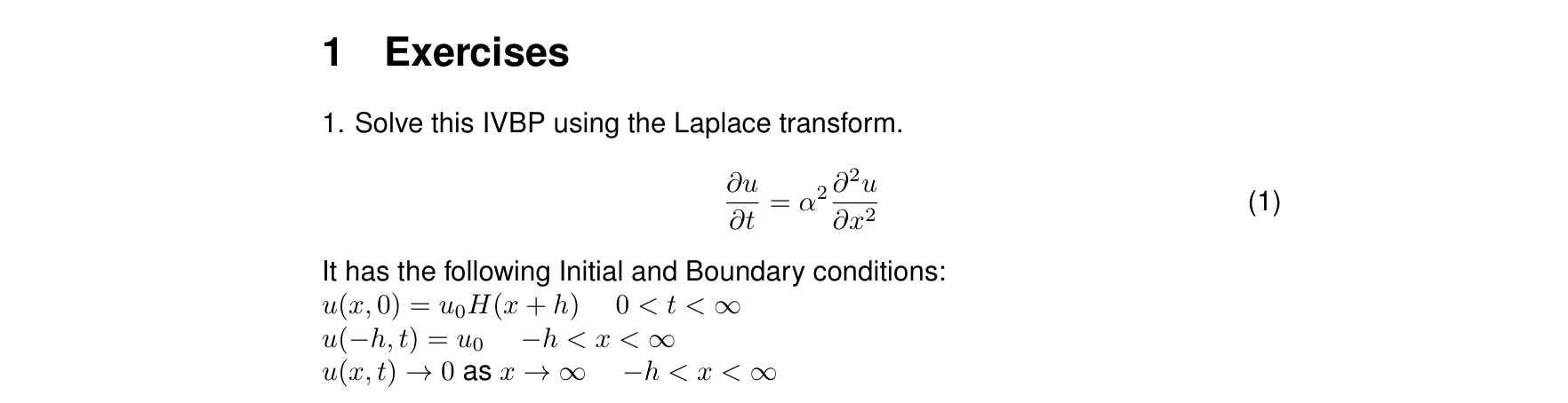 Solved 1 Exercises 1. Solve this IVBP using the Laplace | Chegg.com