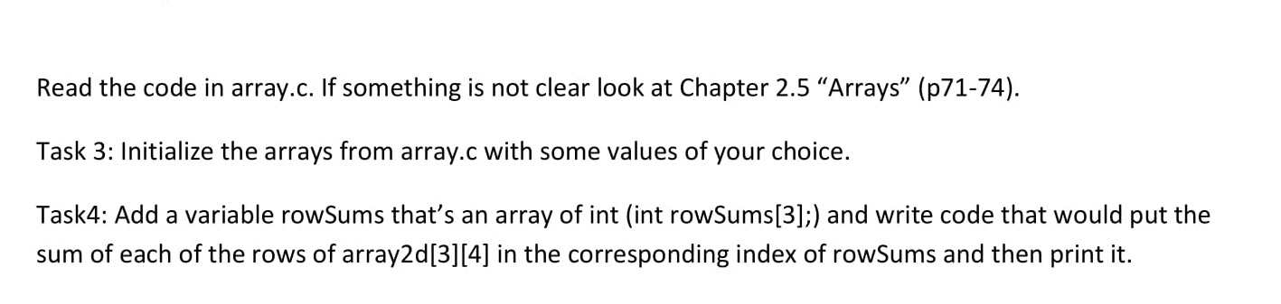 Solved Read the code in array.c. If something is not clear | Chegg.com