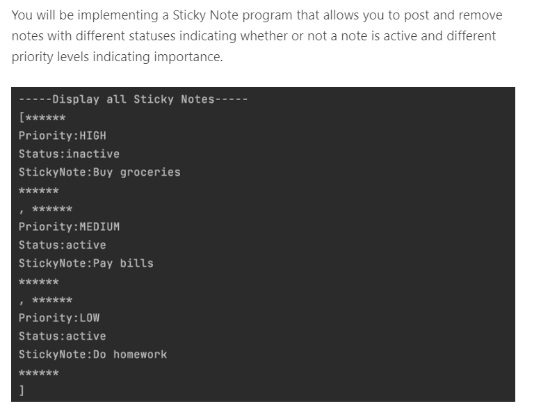 Solved You will be implementing a Sticky Note program that | Chegg.com