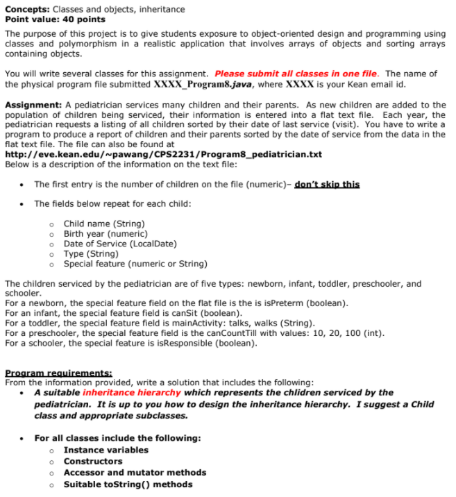 Solved Concepts: Classes and objects, inheritance Point | Chegg.com