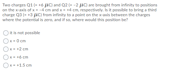 Solved Question 10 (2 points) 25 V A 3 cm 100 V 50 V 4 cm x | Chegg.com
