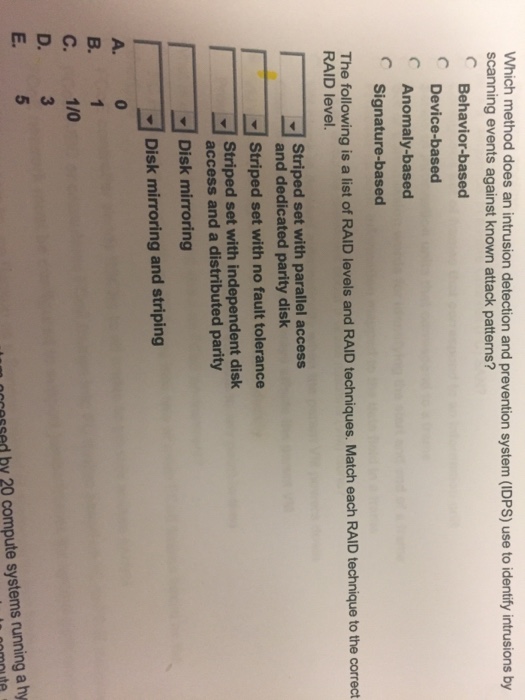 Solved Which method does an intrusion detection and | Chegg.com