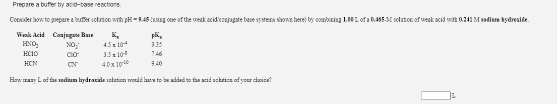 Solved Prepare a buffer by acid-base reactions Consider how | Chegg.com