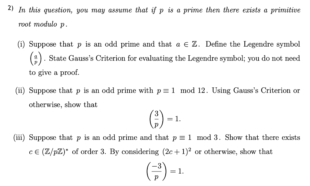 2) In this question, you may assume that if p is a | Chegg.com