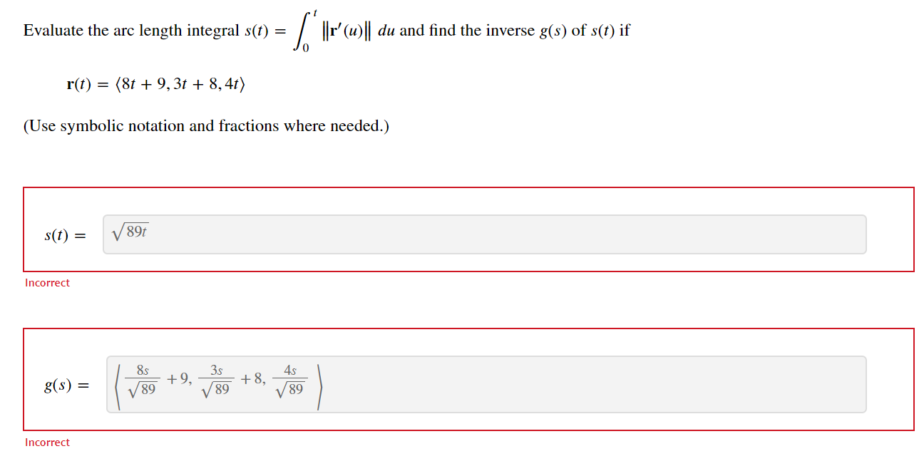 Solved Evaluate the arc length integral s(t)=∫0t∥r′(u)∥du | Chegg.com