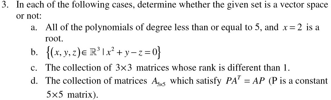 Solved 3. In each of the following cases, determine whether | Chegg.com