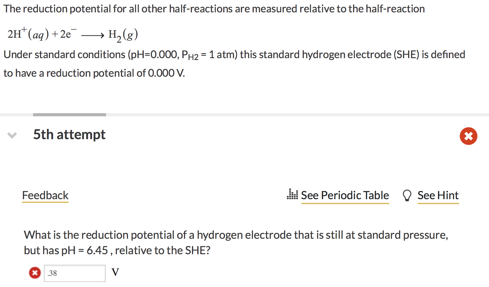 Solved The reduction potential for all other half-reactions | Chegg.com