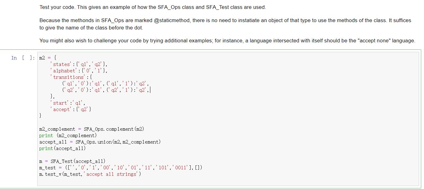Solved Test your code. This gives an example of how the | Chegg.com